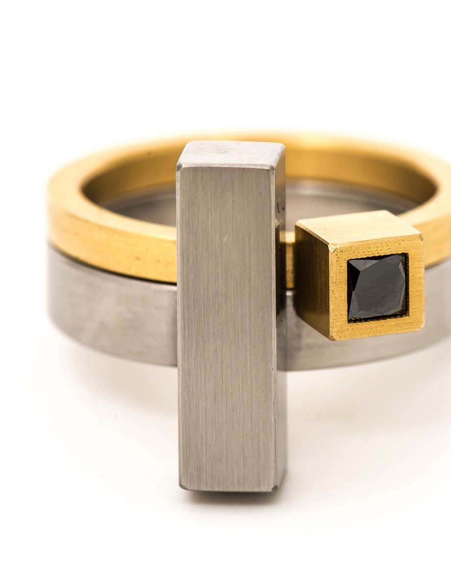 Yellow Gold & Black Diamond 'Cubist' Ring | e.g.etal | Melbourne