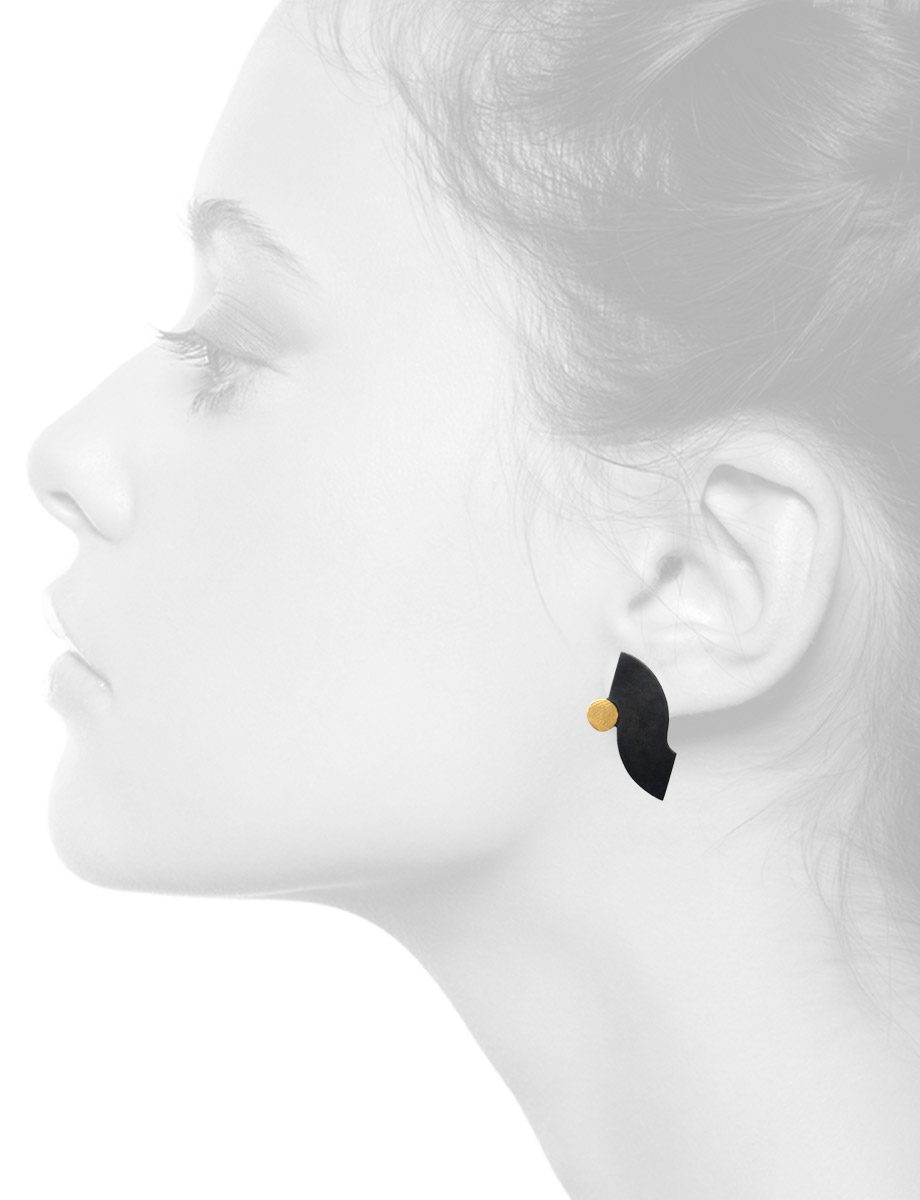 Black & Gold Curve Stud Earrings | e.g.etal | Melbourne