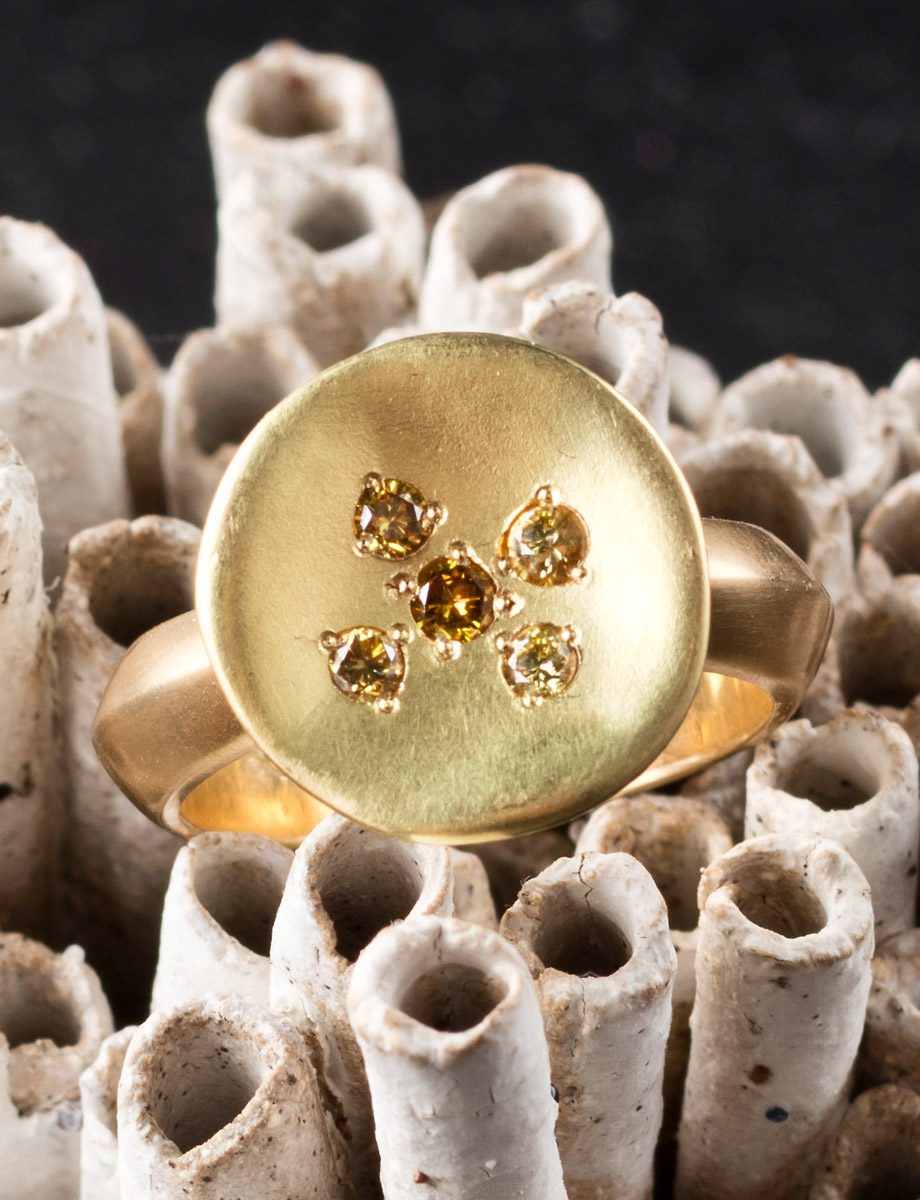 Handmade Yellow Diamond Posy Ring | e.g.etal | Melbourne