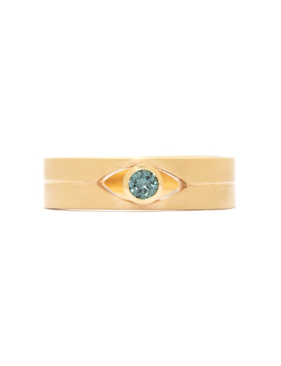 Yellow Gold & Australian Teal Sapphire Iris Ring | e.g.etal | Melbourne
