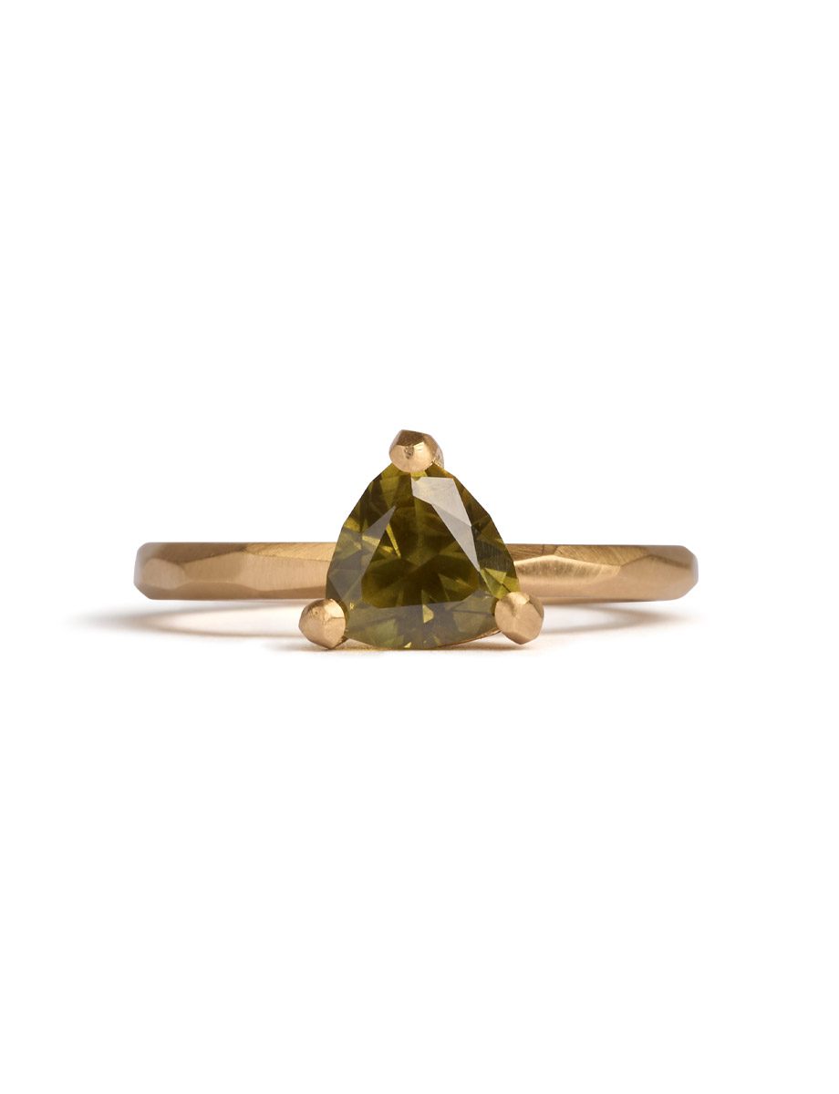 Yellow Gold & Green Sapphire Three Claw Ring | e.g.etal | Melbourne